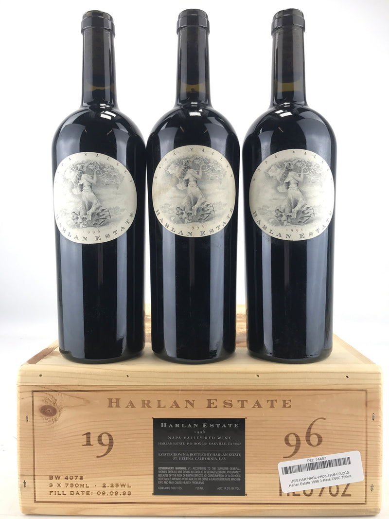 1996 Harlan Estate, Napa Valley, Case of 3 Btls [Slightly Soiled Label ...