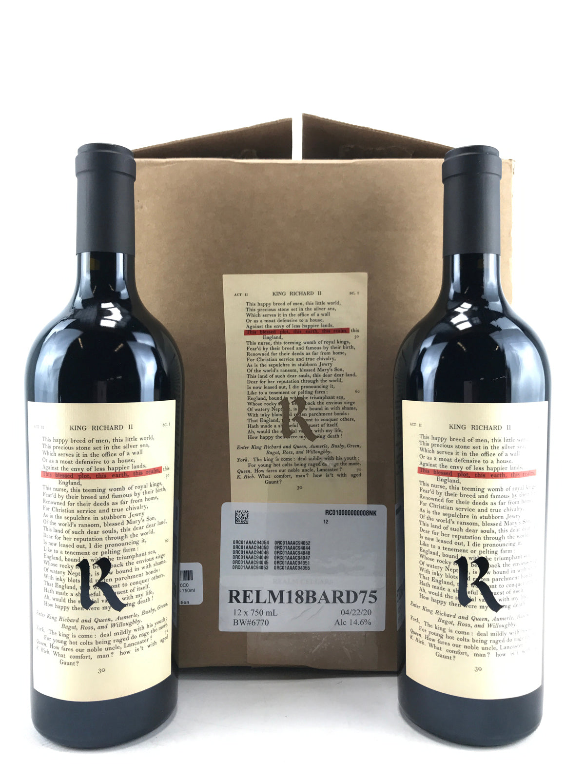 2018 Realm Cellars, The Bard, Napa Valley, Case of 12 btls – Grand Cru ...